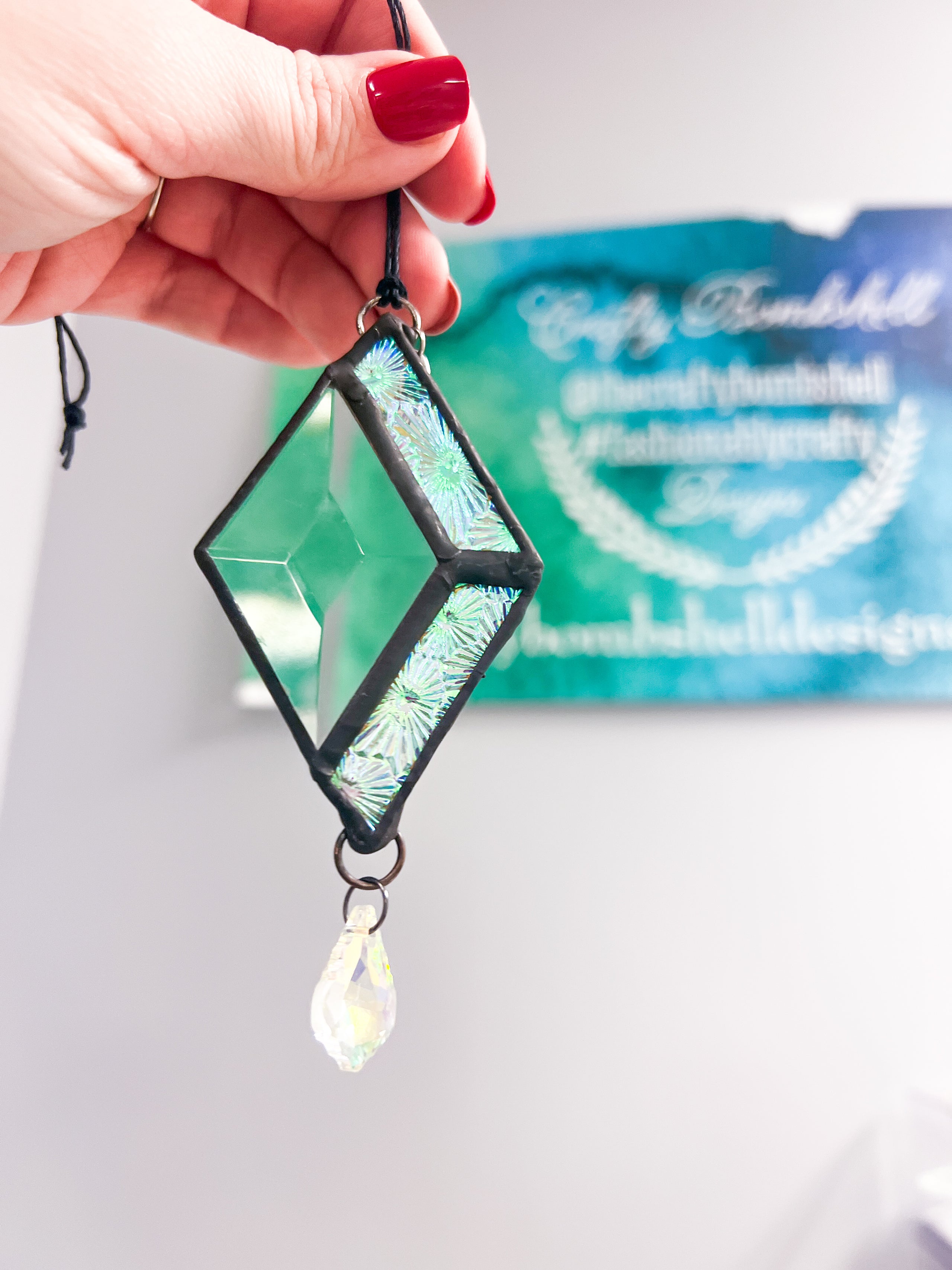 Diamond Bevel Sun Catcher - Dichroic Glass | Crafty Bombshell Designs