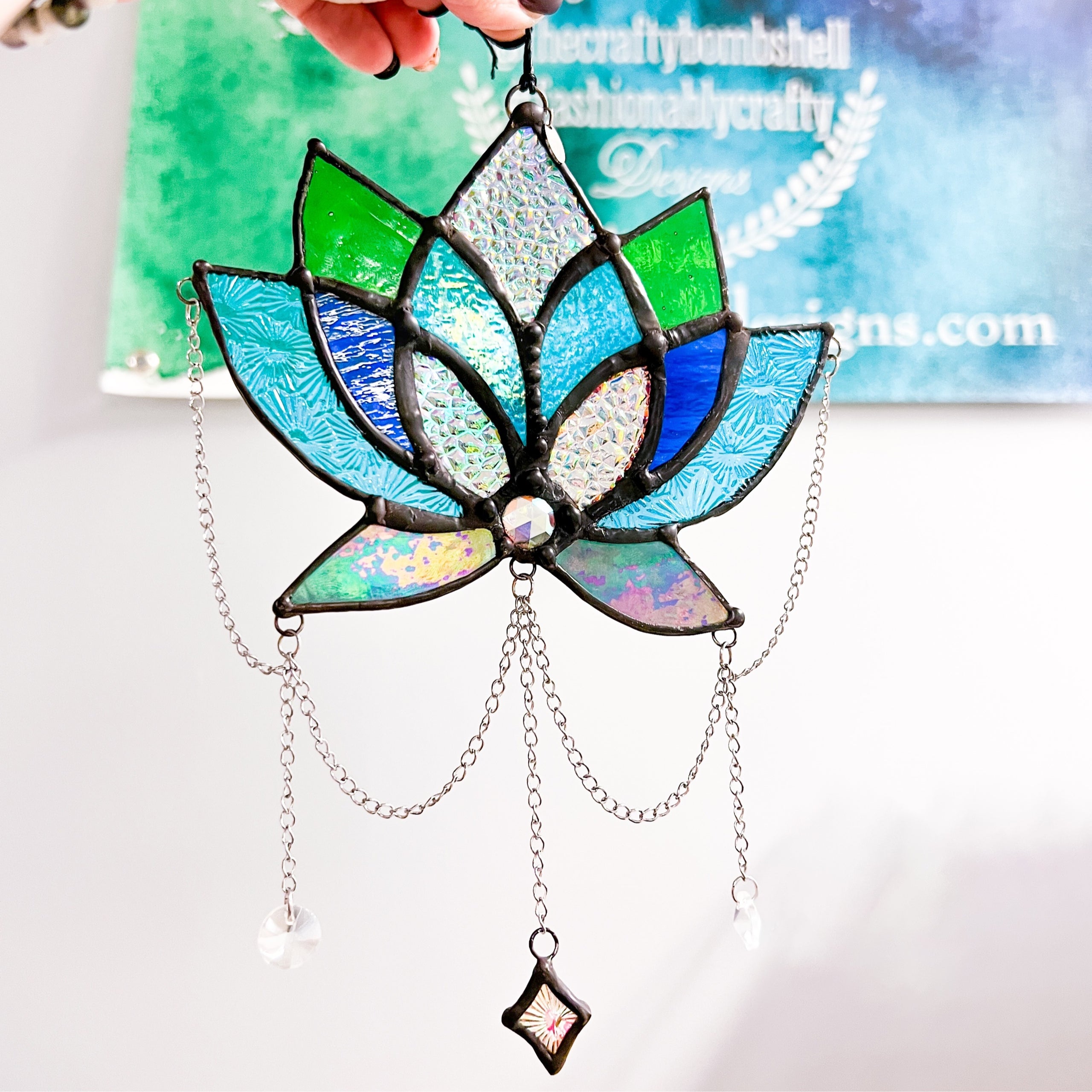Lotus Flower Stained Glass Suncatcher - Ready to Ship | Crafty ...